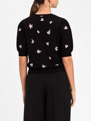 TWINSET Puff-sleeve Viscose Blend Jumper With Crystal Embellishment