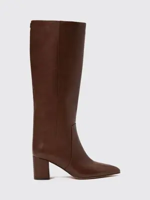 TWINSET Knee-high Boots In Smooth Leather With Block Heel And Almond Toe