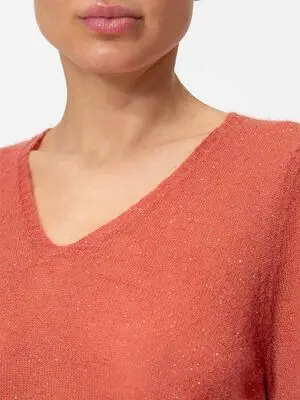 TWINSET V-neck Wool Blend Jumper With Ruched Shoulders