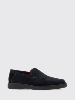 Santoni Suede Loafers With Raised Apron Stitching And Rubber Sole