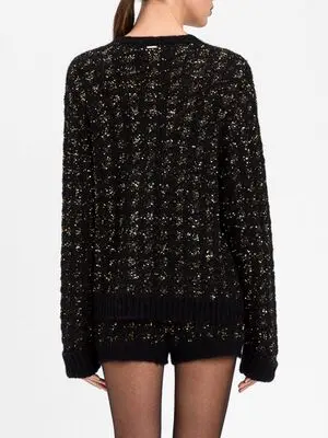 TWINSET Lurex Cardigan With Deep V-neck And Dropped Shoulders