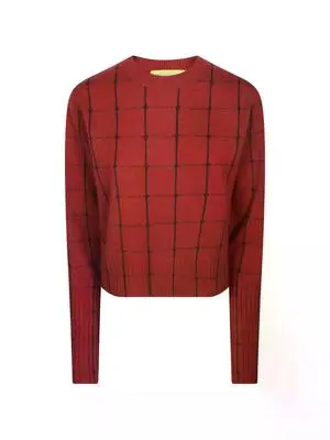 Guest In Residence Shrunken Checkered Sweater - Red