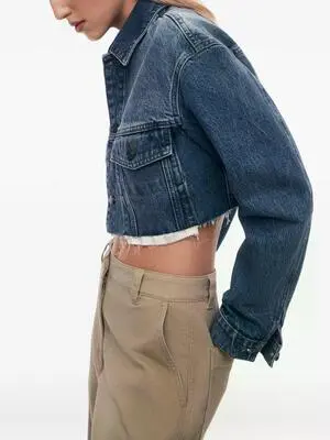 12 STOREEZ Cropped Raw-cut Denim Jacket