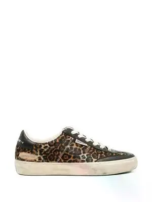 GOLDEN GOOSE Soul Star In Leopard-print Pony Skin With Black Nappa Leather Heel Tab And Inserts - Brown