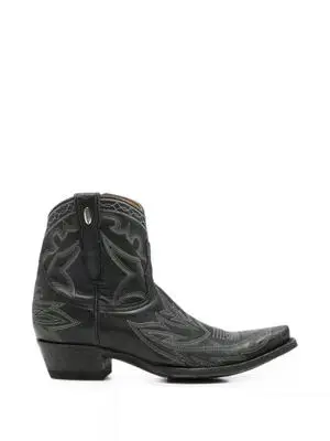 MEXICANA Embroidered Leather Boots - Black