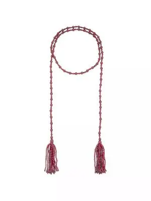 JENNIFER BEHR Ellie Beaded Tassel Necklace - Red