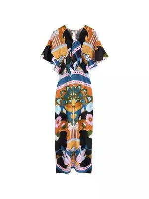 Lug Von Siga Marina Tie-neck Printed Maxi Dress - Black