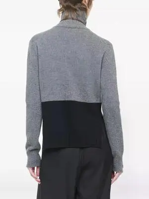 Plan C Colour-block Turtleneck Sweater - Grey
