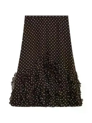 Valentino Garavani Polka-dot Ruffled Skirt - Brown