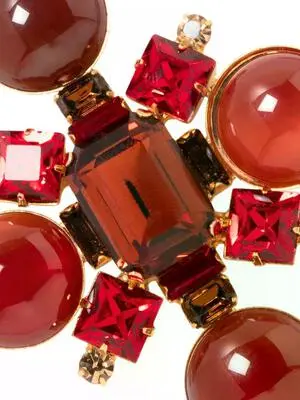 JENNIFER BEHR Rory Crystal-embellished Carnelian Brooch