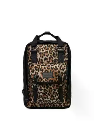 DOUGHNUT Macaroon Jaguar Leopard-print Buckle-detail Backpack - Black
