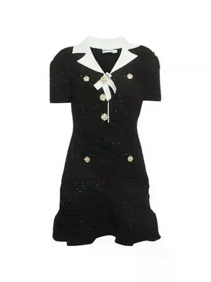 SELF-PORTRAIT Sequinned Bow Mini Dress - Black