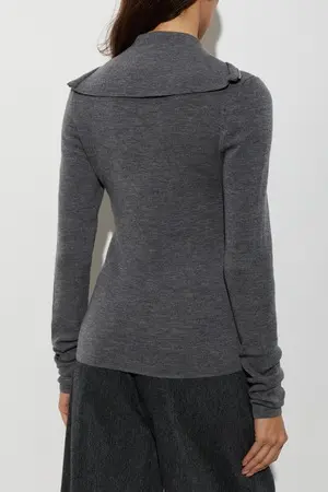 GESTUZ Gzrosalie Polo-collar Fitted Sweater – Gray