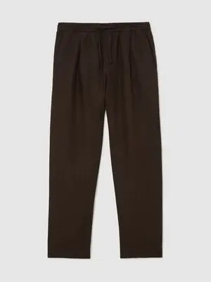 REISS Barges Linen Relaxed-fit Drawstring Trousers - Chocolate Brown