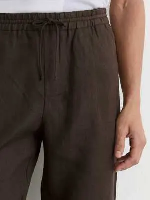 REISS Barges Linen Relaxed-fit Drawstring Trousers - Chocolate Brown