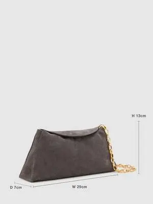 REISS Presley Suede Chain-strap Clutch Bag