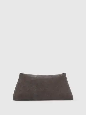 REISS Presley Suede Chain-strap Clutch Bag