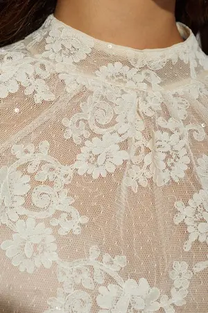 SELF-PORTRAIT Lace Top With Shimmering Sequins