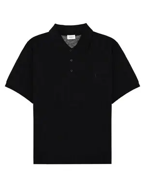 Saint Laurent Polo Cassandre In Cotone - Black