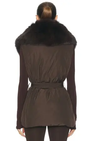 YVES SALOMON Fox Fur Vest In Brown