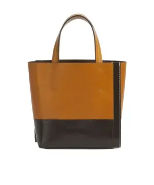 Marni North South Structured Tote Bag - Brown/tan