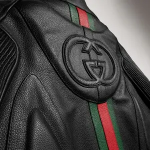 Gucci Soft Grainy Bull Leather Biker Jacket - Black