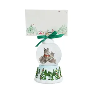 JULISKA Berry & Thread North Pole Husky Snow Globe Place Card Holder