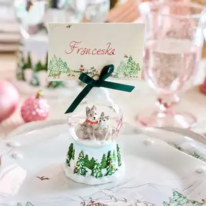 JULISKA Berry & Thread North Pole Husky Snow Globe Place Card Holder