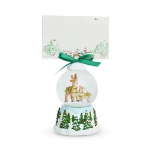 JULISKA Berry & Thread North Pole Reindeer Snow Globe Place Card Holder