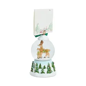 JULISKA Berry & Thread North Pole Reindeer Snow Globe Place Card Holder