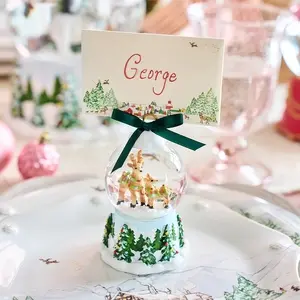 JULISKA Berry & Thread North Pole Reindeer Snow Globe Place Card Holder