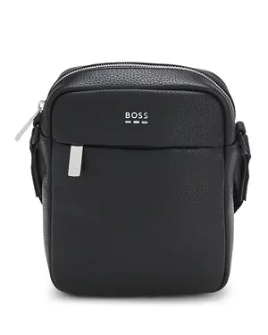 BOSS Ray Pebble Logo Zip Reporter Bag - Black