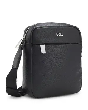 BOSS Ray Pebble Logo Zip Reporter Bag