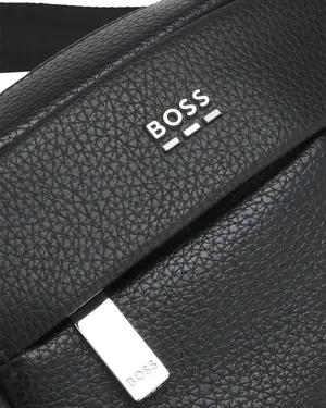 BOSS Ray Pebble Logo Zip Reporter Bag