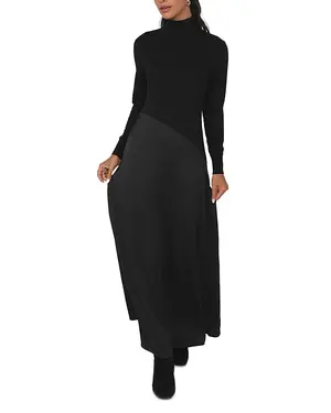 POINT Mixed Media Turtleneck Maxi Dress