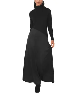 POINT Mixed Media Turtleneck Maxi Dress