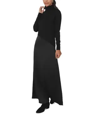 POINT Mixed Media Turtleneck Maxi Dress