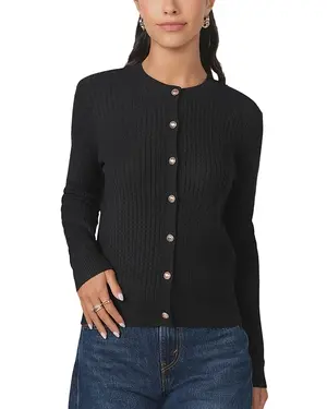 POINT Twisted Cable Knit Cardigan - Navy
