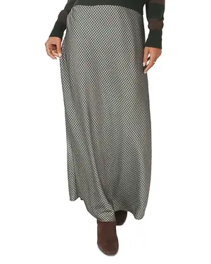 POINT Satin Slip Maxi Skirt - Houndstooth