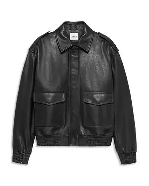 ARMA Astra Vegetal Leather Zip Front Jacket - Black
