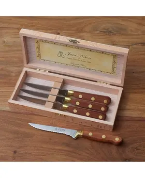 BE HOME La Fourmi 4 Piece Laiton Steak Knife Set In Wood Presentation Box