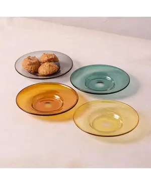 BE HOME Niko Glass Plates, Set Of 4