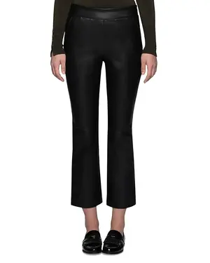 Hue Faux Leather Cropped Leggings - Black