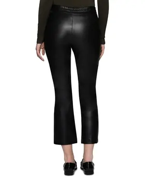Hue Faux Leather Cropped Leggings - Black