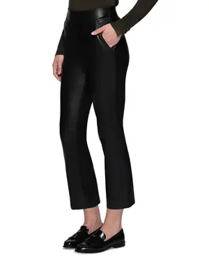 Hue Faux Leather Cropped Leggings - Black