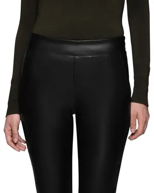 Hue Faux Leather Cropped Leggings - Black