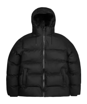 Rains Alta Drawstring Hooded Puffer Jacket - Black