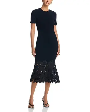 MILLY Halle Knit Midi Dress - Black