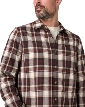LIVERPOOL Plaid Long Sleeve Button Up Shirt - Ecru/burnt