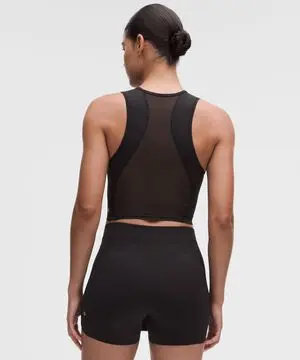 Lululemon Nulux Mesh-panelled Cropped Tank Top - Black